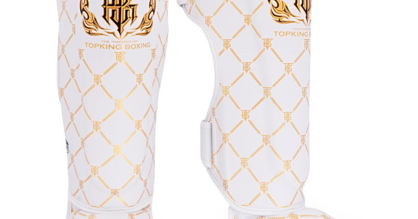 TKB Top King "Chain" Shin Guards Muay Thai Boxing White-Gold delivery ...