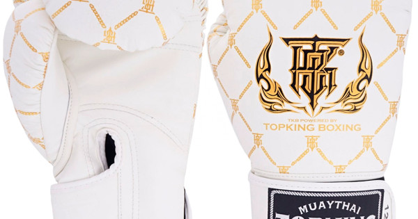 TKB Top King Boxing Gloves "Chain" White-Gold delivery from Thailand ...